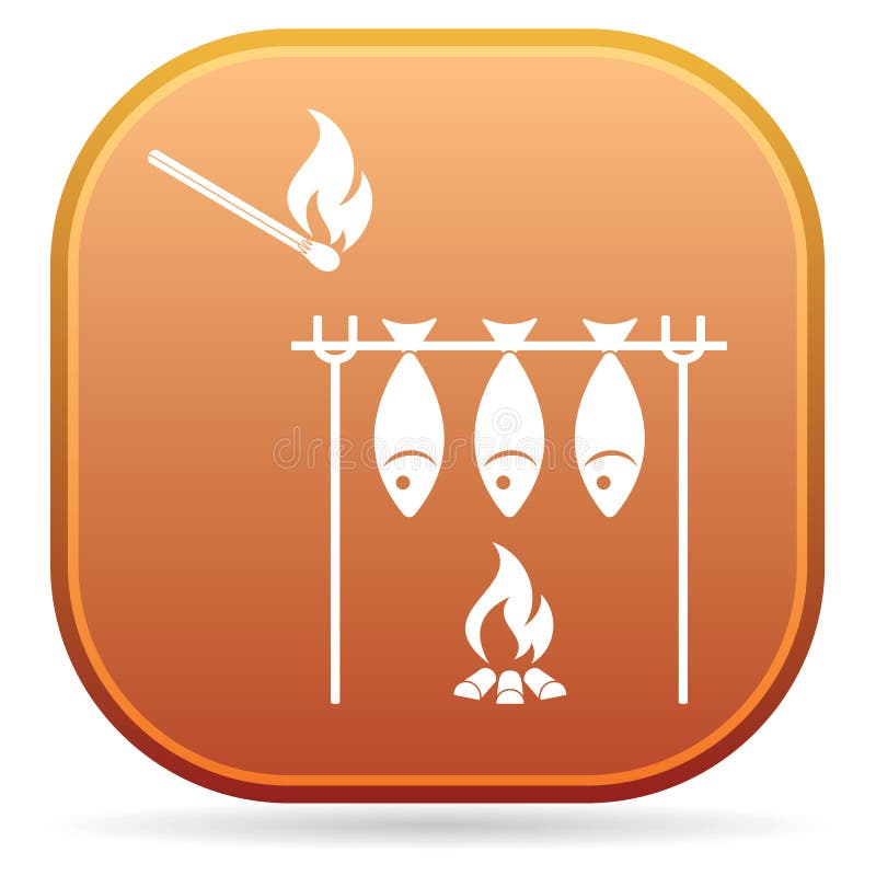 Grilled fish icon stock vector. Illustration of barbecue - 130577715