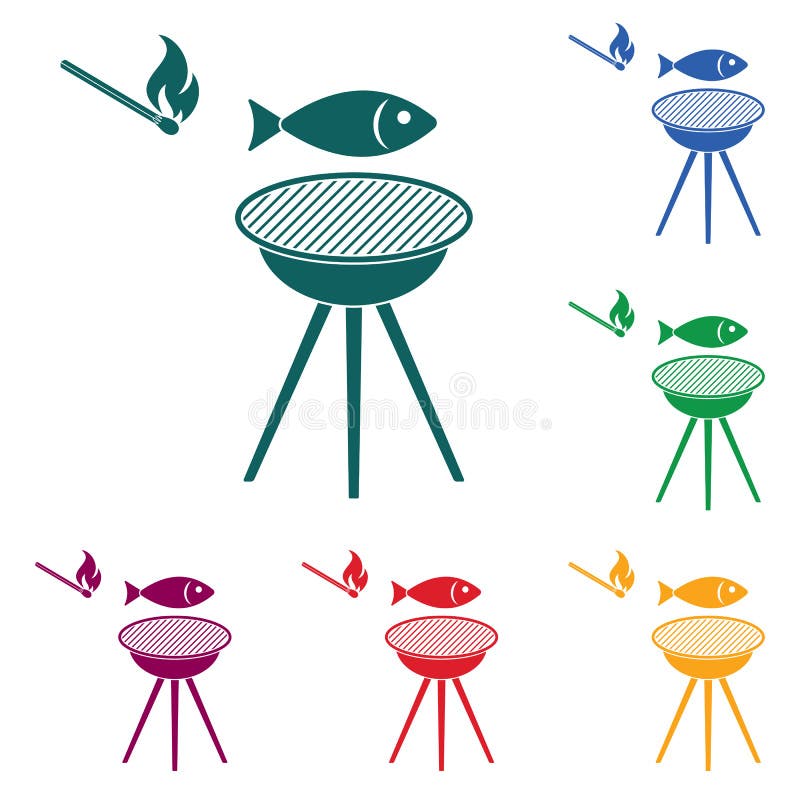 Grilled fish icon stock vector. Illustration of turkey - 111472812