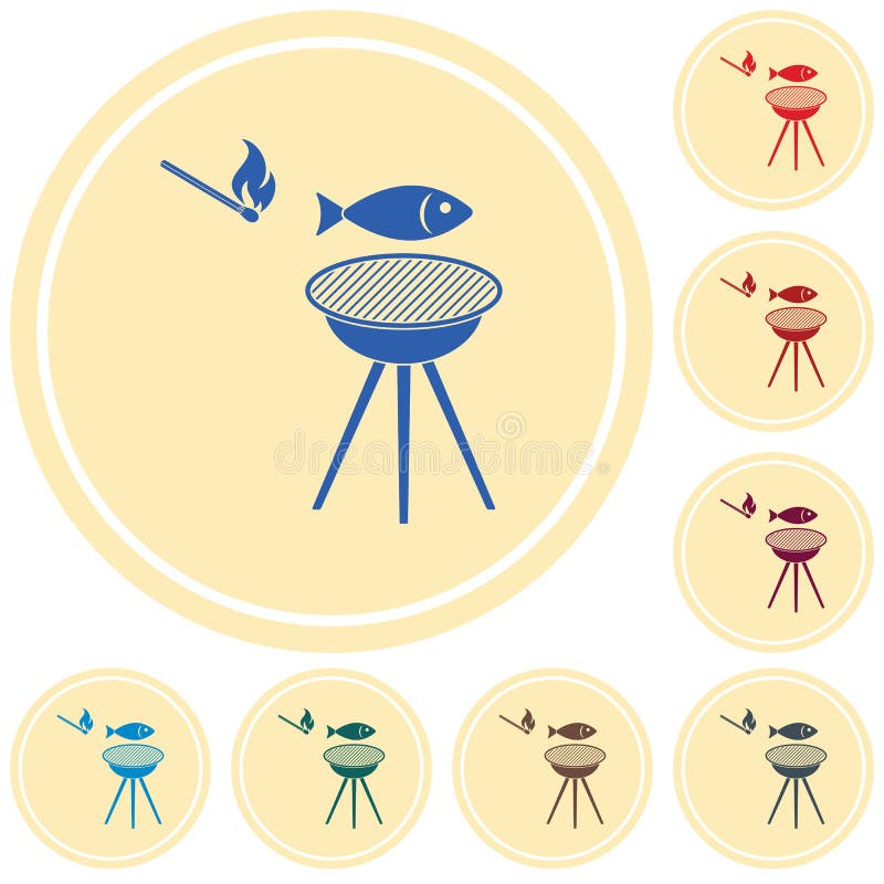 Grilled fish icon stock vector. Illustration of roast - 114951694