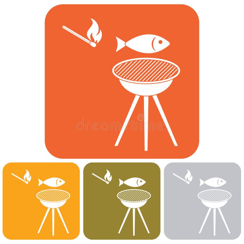 Grilled fish icon stock vector. Illustration of meat - 87930012