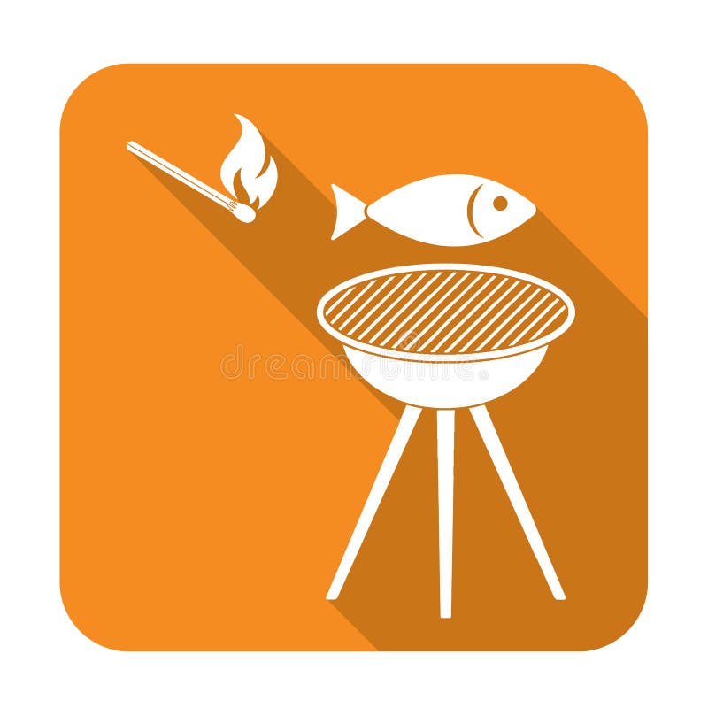 Grilled fish icon stock vector. Illustration of symbol - 88897454