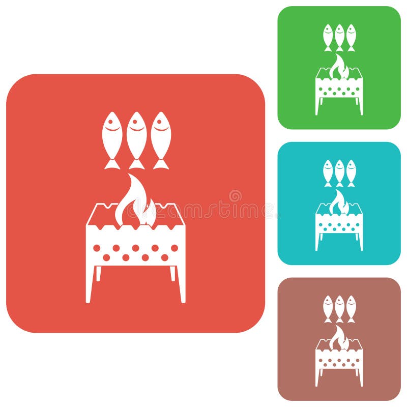 Grilled fish icon stock vector. Illustration of vector - 95330403