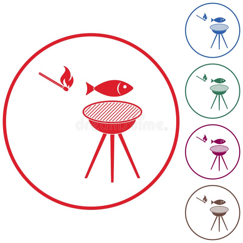 Grilled fish icon stock vector. Illustration of cooking - 95708980