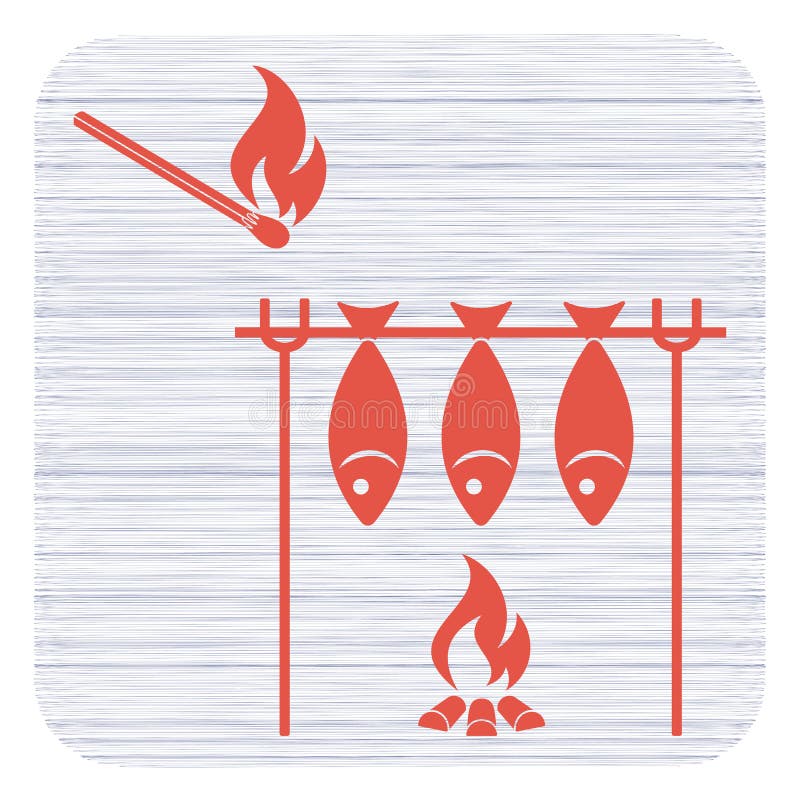 Grilled fish icon stock vector. Illustration of grill - 111305201