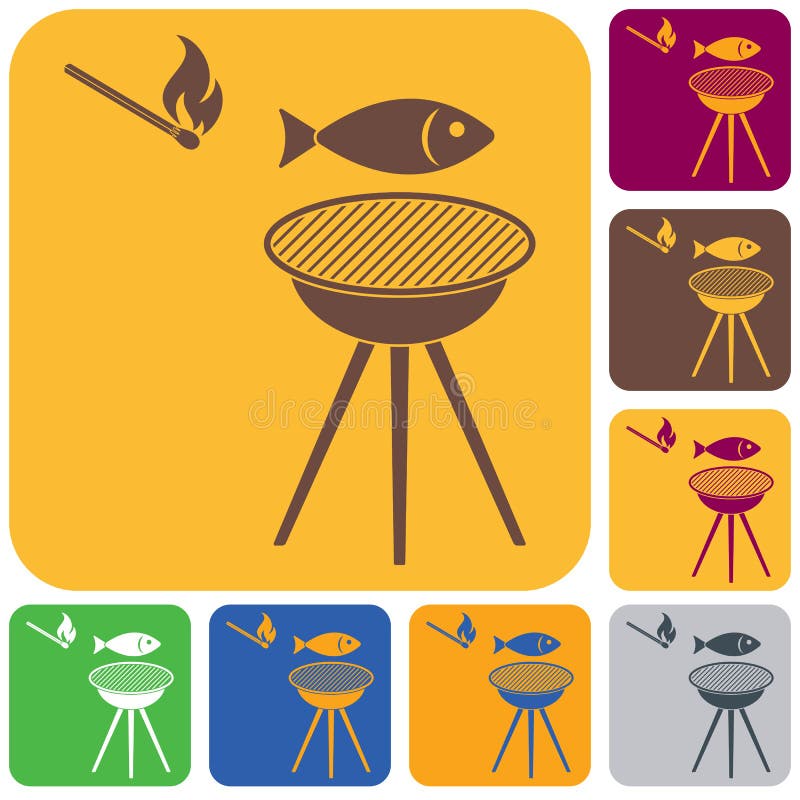Grilled fish icon stock vector. Illustration of cooking - 113285988