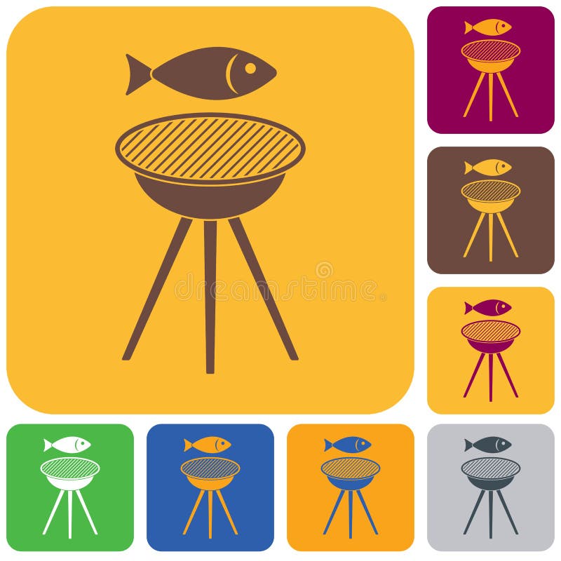 Grilled fish icon stock vector. Illustration of vector - 114334414