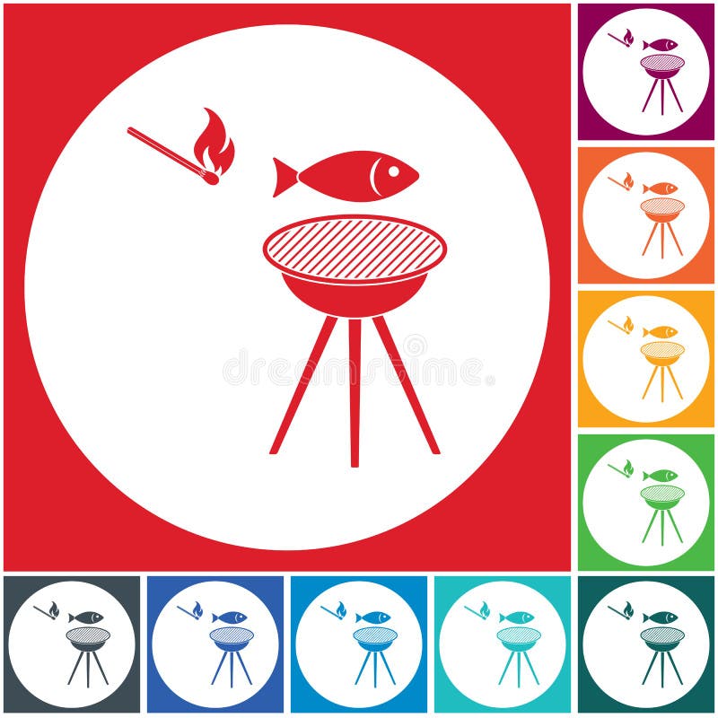 Grilled fish icon stock vector. Illustration of meal - 123204553