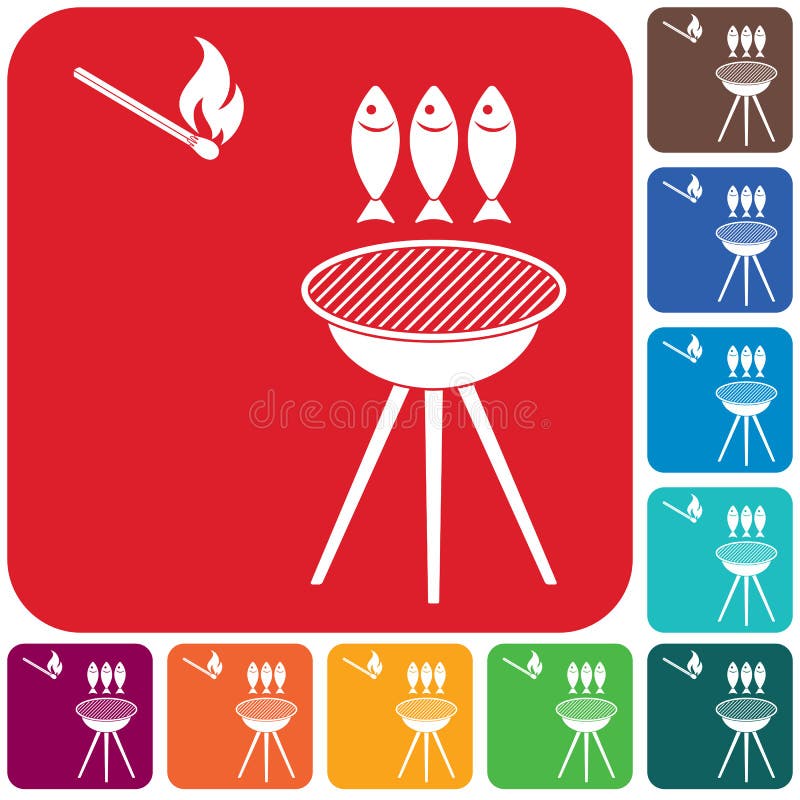 Grilled fish icon stock vector. Illustration of roasted - 132773648