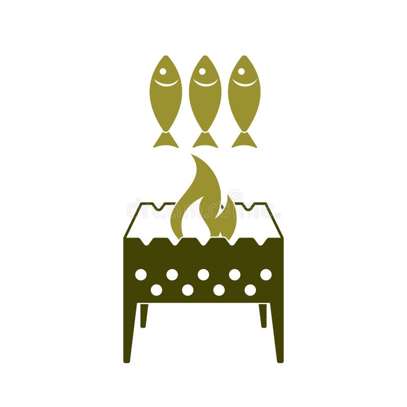 Grilled fish icon stock vector. Illustration of restaurant - 132867170