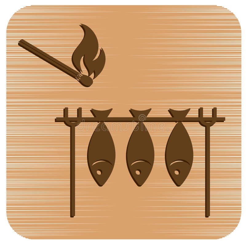 Grilled fish icon stock vector. Illustration of design - 124088738