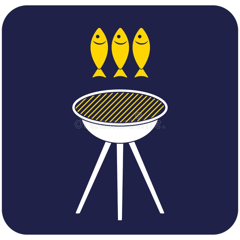 Grilled fish icon stock vector. Illustration of design - 142250096