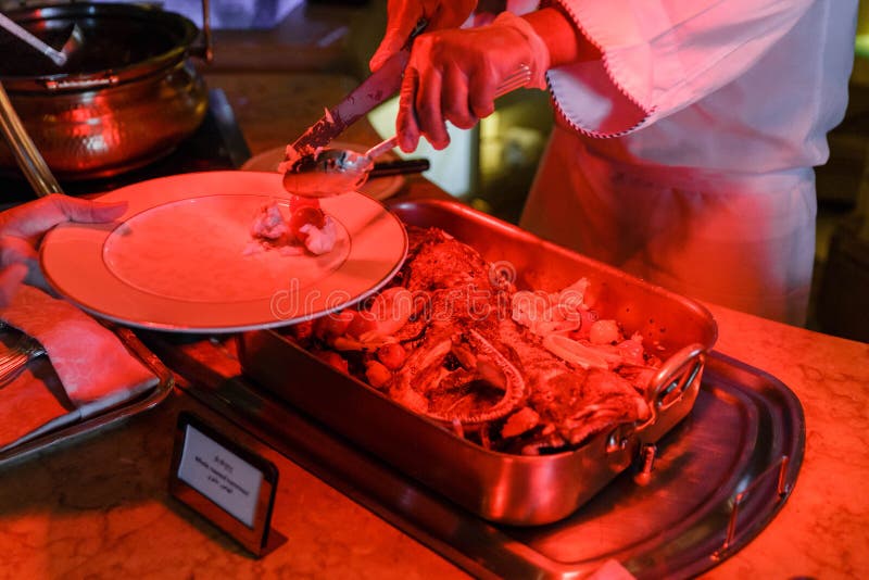 Grilled Fish for International Lunch Buffet Line Stock Image - Image of ...