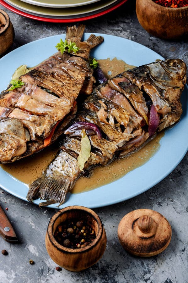 Grilled fish with lime stock photo. Image of preparation - 144258358