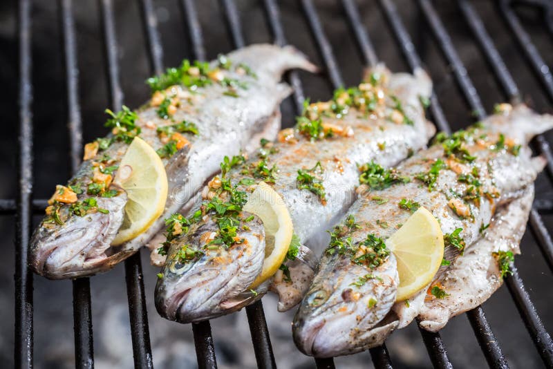 Grilled Fish with Lemon and Spices Stock Image - Image of cooking, meal ...