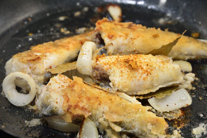 Grilled fish on pan stock photo. Image of fish, fillet - 41459010