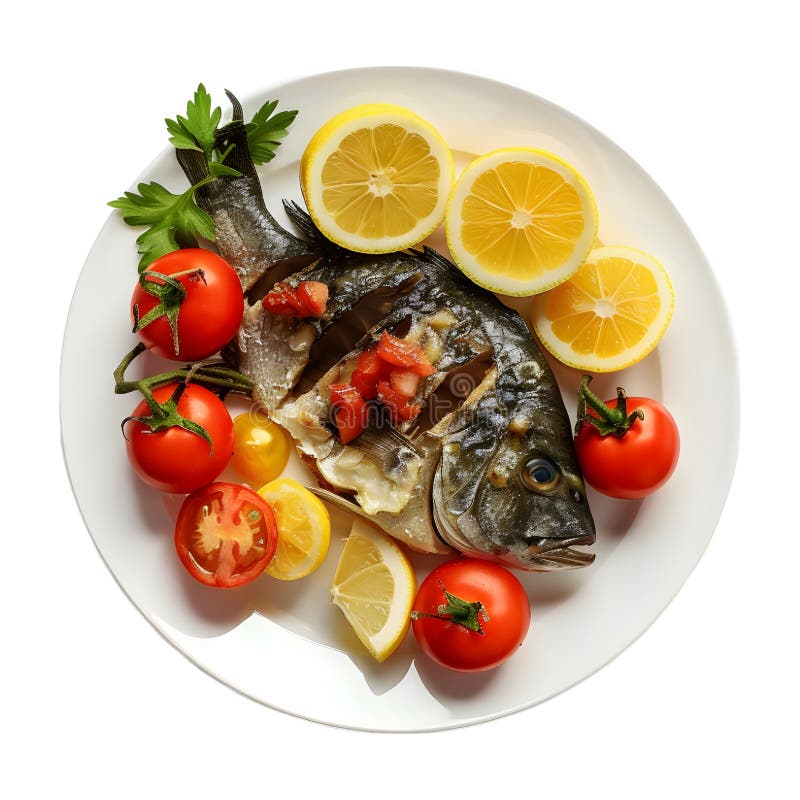 Grilled Fish in a Plate on Transparent Background - Ai Generated Stock ...