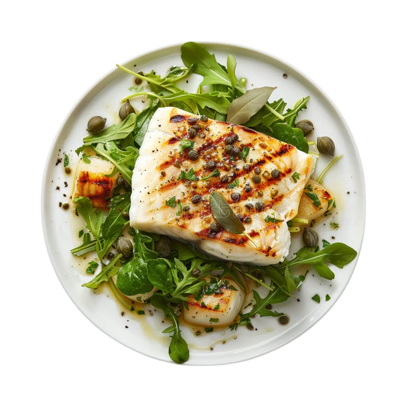 Grilled Fish in a Plate on Transparent Background - Ai Generated Stock ...