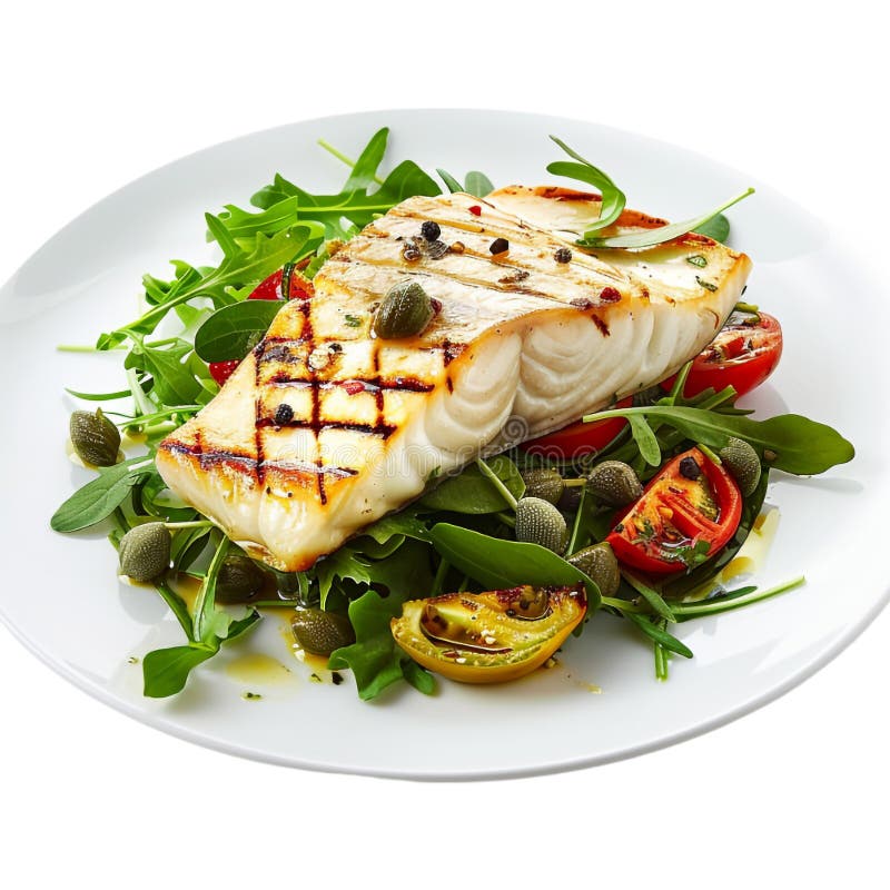 Grilled Fish in a Plate on Transparent Background - Ai Generated Stock ...