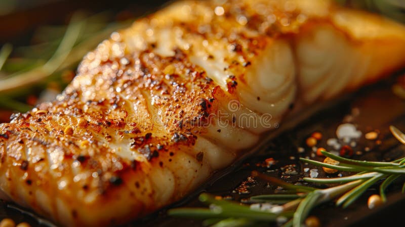 Grilled Fish Fillets with Lemon, Rice, and Vegetables on a Plate. Stock ...