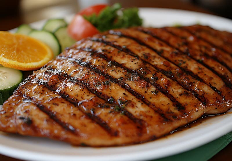 Grilled Fish with a Side of Orange and Cucumber Stock Photo - Image of ...