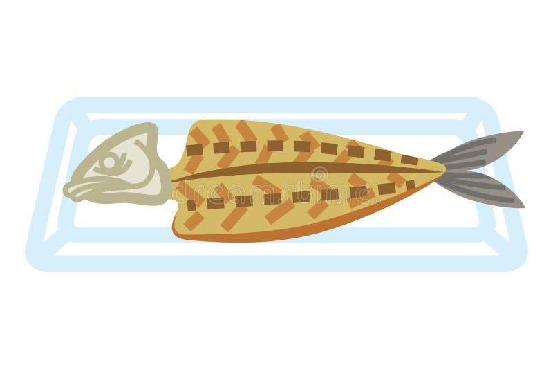 Grilled fish stock vector. Illustration of vector, food - 85838347