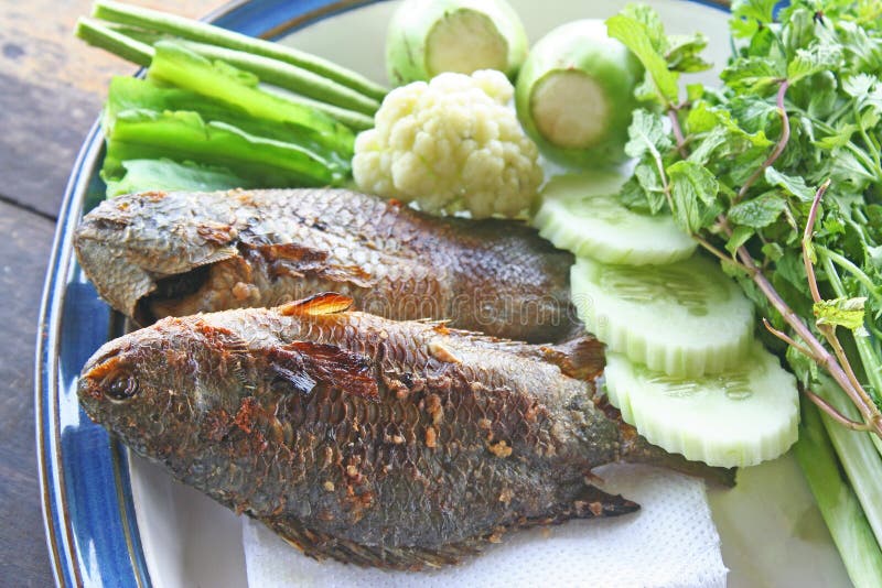 Grilled Fish with Vegetable Stock Image - Image of coriander, healthy ...