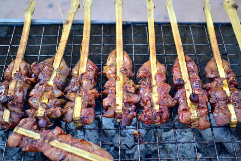 Chicken Souvla stock photo. Image of grill, fire, foukou - 98011586