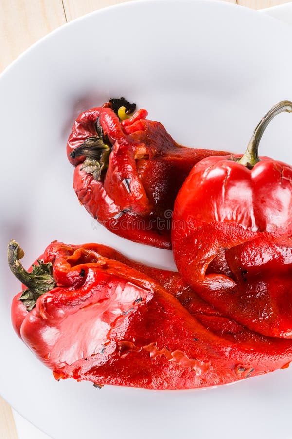 Grilled Fresh Red Paprika Served on the Plate Stock Photo - Image of ...