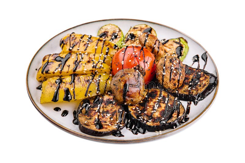 Grilled Fresh Vegetables on Big Plate Stock Image - Image of grilled ...
