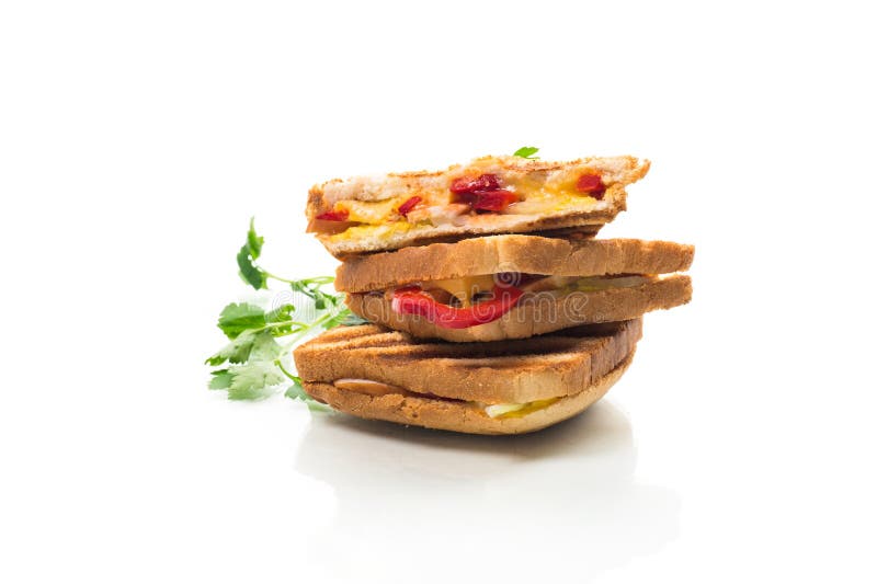 Grilled Fried Bread Toasts with Filling Inside Stock Image - Image of ...