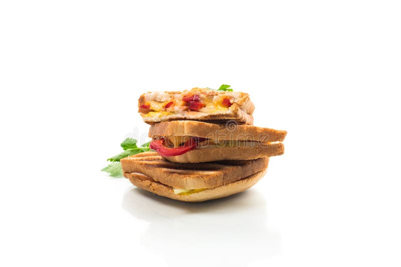 Grilled Fried Bread Toasts with Filling Inside Stock Image - Image of ...