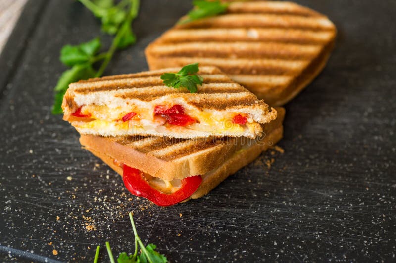 Grilled Fried Bread Toasts with Filling Inside Stock Image - Image of ...
