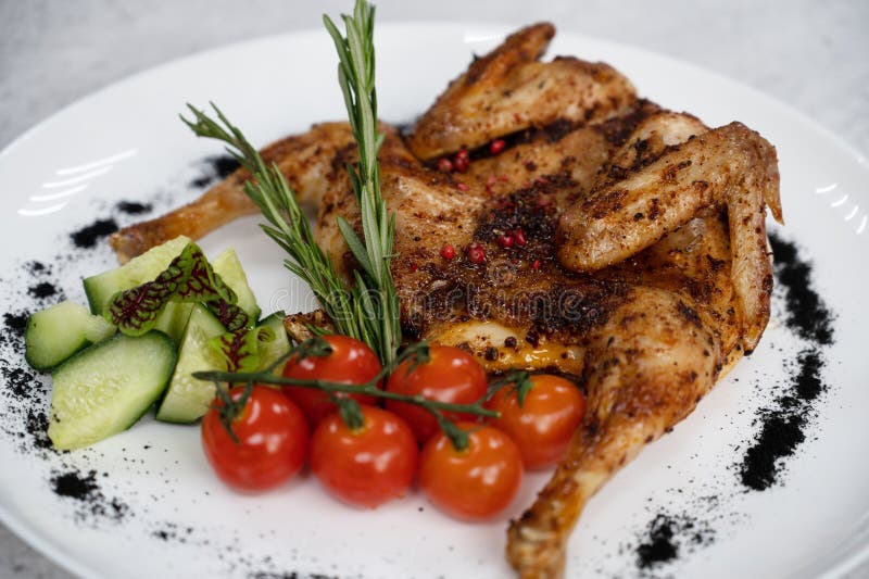 Grilled Fried Chicken Tabaka Stock Image - Image of garlic, closeup ...