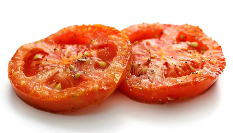 Grilled Fried Tomato Slices on White Background Stock Photo - Image of ...