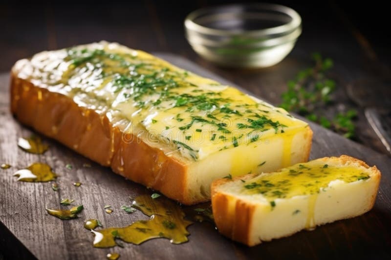 Grilled Garlic Bread with a Slathering of Butter on Top Stock Image ...