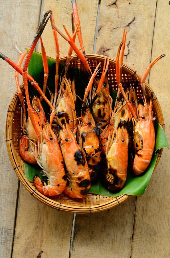 Grilled Giant Freshwater Prawn Stock Photo - Image of meal, white: 45116110