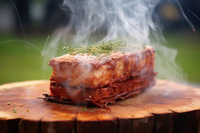 Grilled Goat Cheese on Cedar Plank with Charred Edges Stock ...