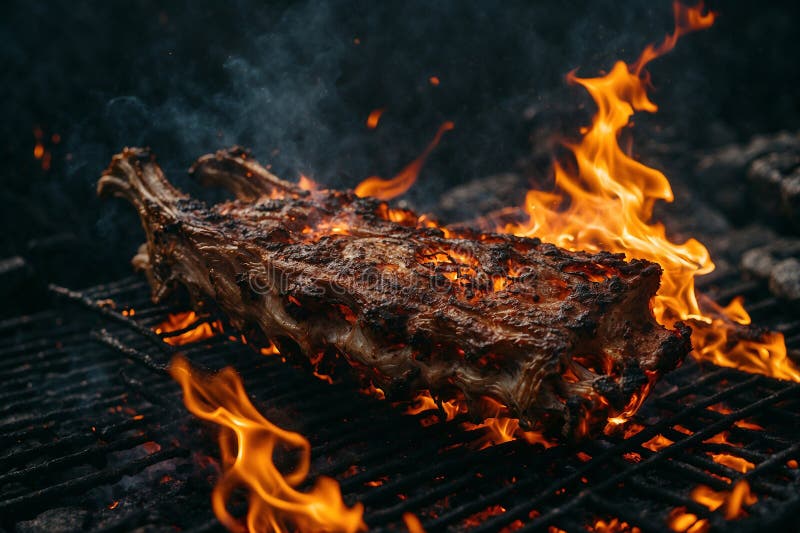 Grilled Goat Ribs are on the Grill Stock Image - Image of grilled, dish ...