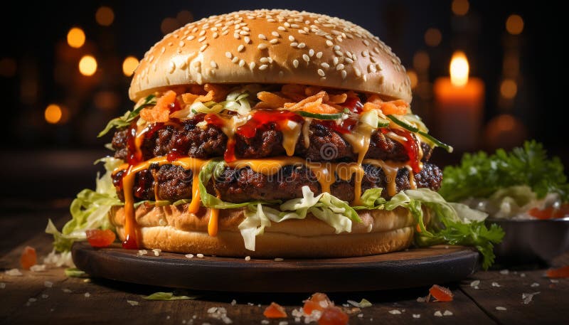 Grilled Gourmet Burger on Rustic Bread, Fresh Tomato and Onion ...