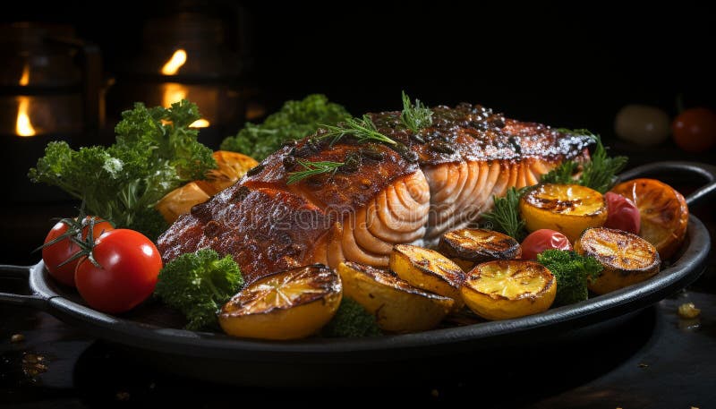 Grilled Gourmet Steak, Cooked To Perfection, on a Plate Generated by AI ...