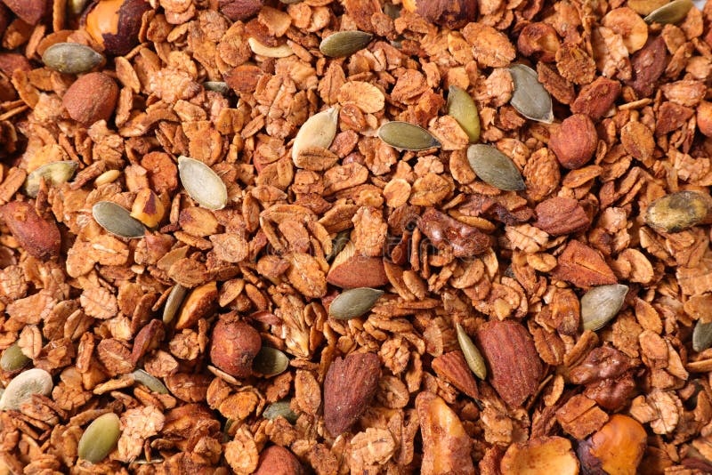 Grilled granola with nuts stock photo. Image of view - 132928566