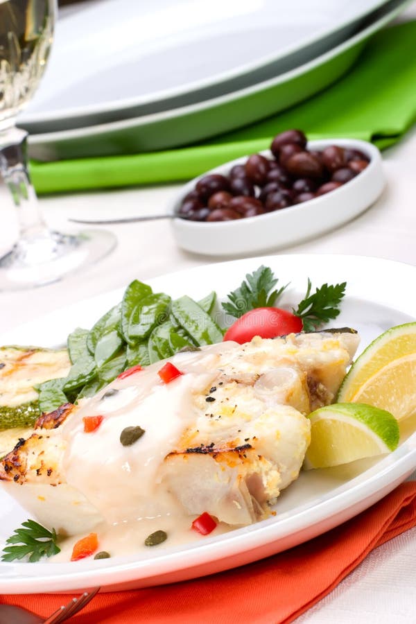 Grilled halibut stock image. Image of lemon, herb, health - 3702705