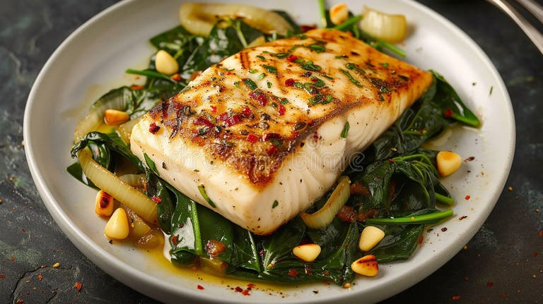 Grilled Halibut stock illustration. Illustration of halibut - 305124864