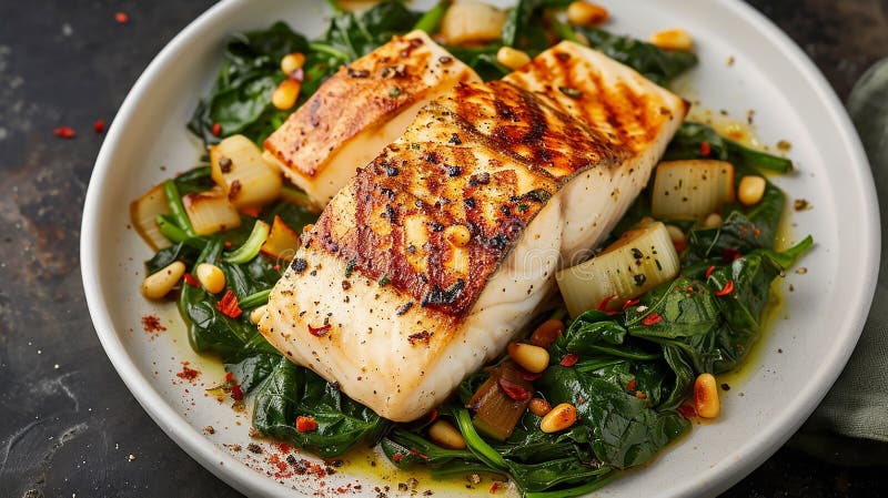 Grilled Halibut stock image. Image of healthy, dinner - 305124881