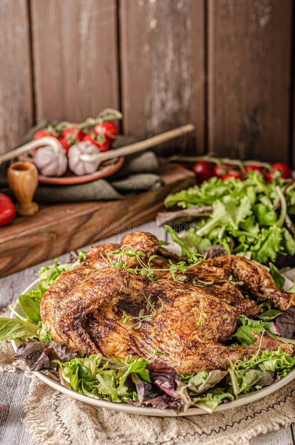 Grilled herbs bio chicken stock image. Image of closeup - 175628687