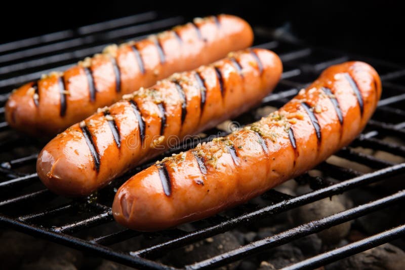 Grilled Hot Dogs with Dash of Ground Pepper Stock Photo - Image of ...