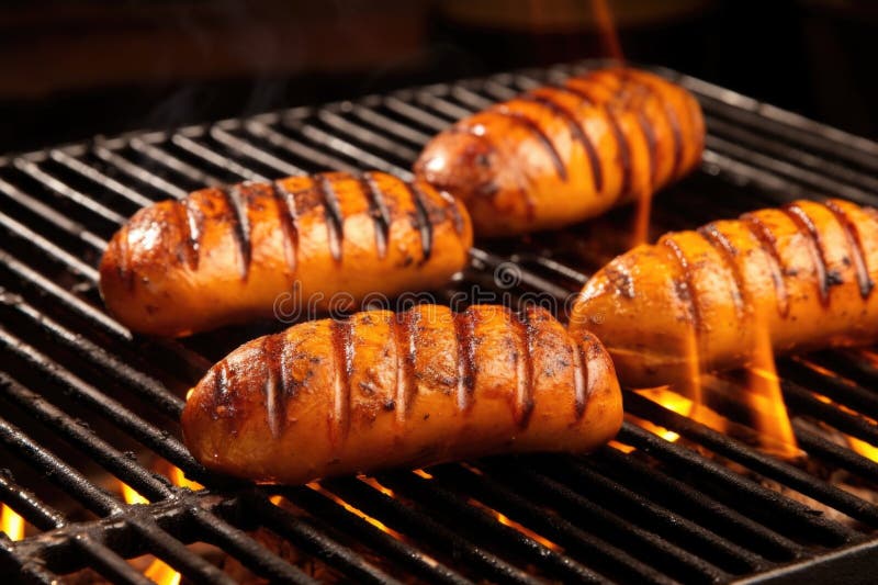 Grilled Hot Links with Toasted Buns Stock Image - Image of sausage ...
