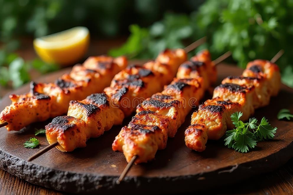 Grilled Kebab Platter Display Stock Illustration - Illustration of ...