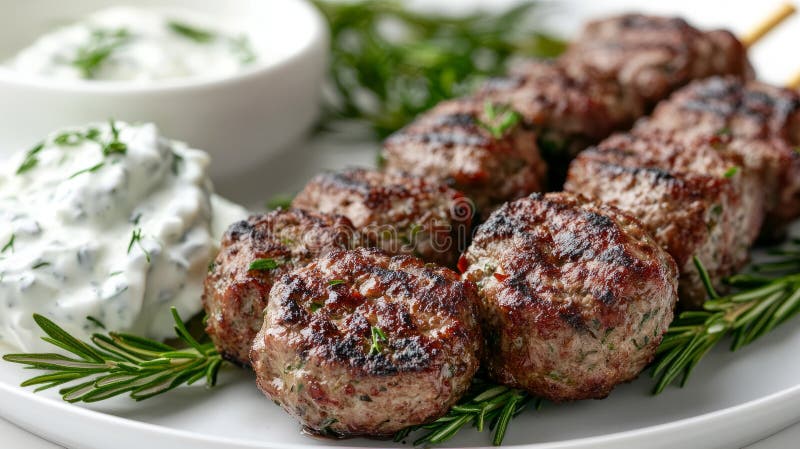 Grilled kebabs stock image. Image of dish, skewers, delicious - 365151713