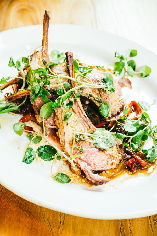 Grilled Lamb Chop Meat Steak Stock Image - Image of cuisine, rosemary ...